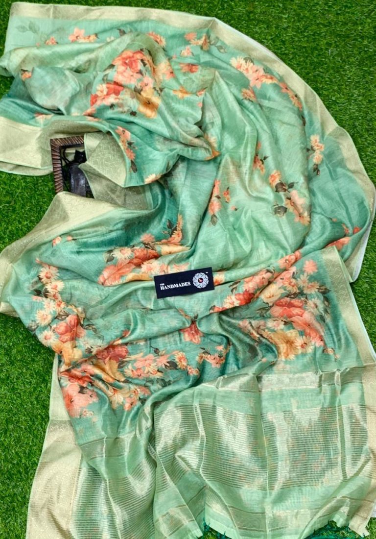 Handloom linen printed sarees | siri designers