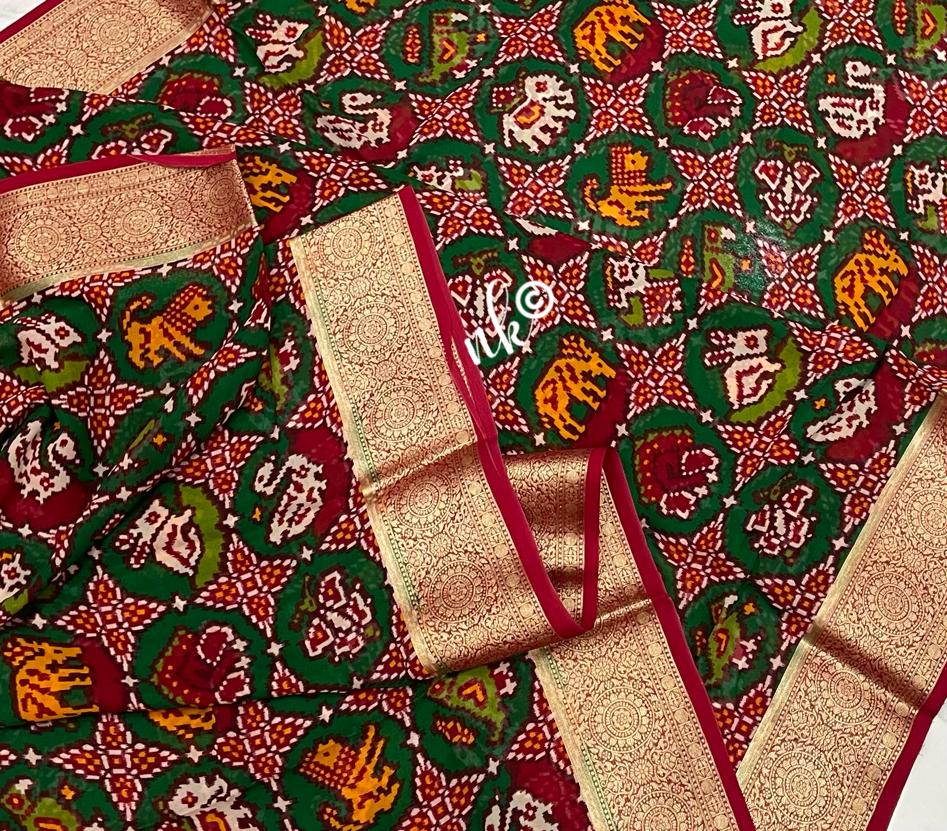 Beautiful Patola Prints On Georget Sarees | siri designers