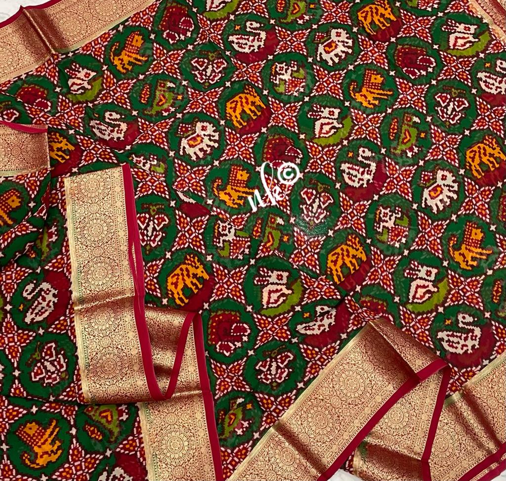 Beautiful Patola Prints On Georget Sarees | siri designers