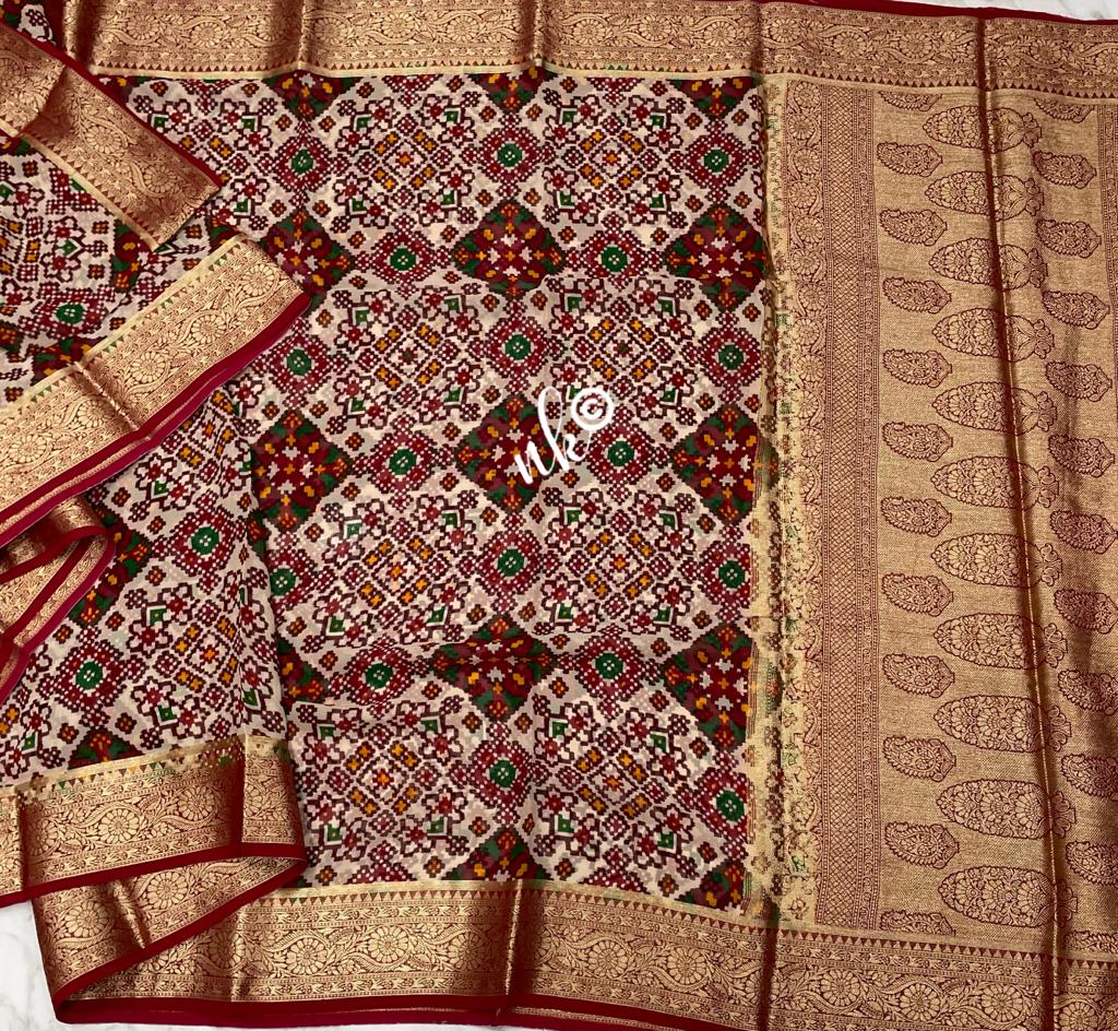 Beautiful Patola Prints On Georget Sarees | siri designers