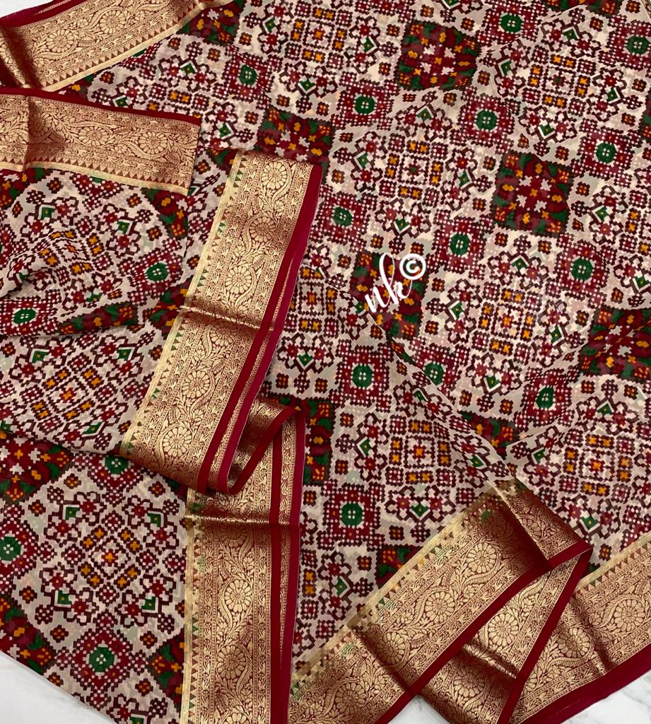 Beautiful Patola Prints On Georget Sarees | siri designers