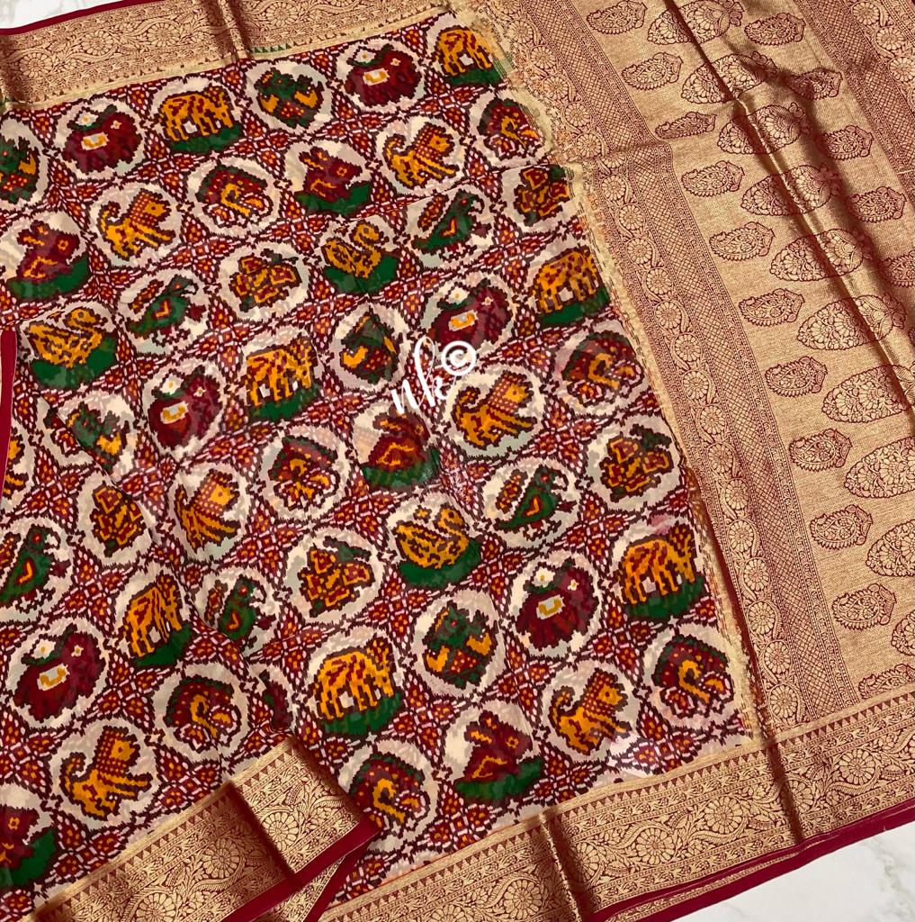 Beautiful Patola Prints On Georget Sarees | siri designers