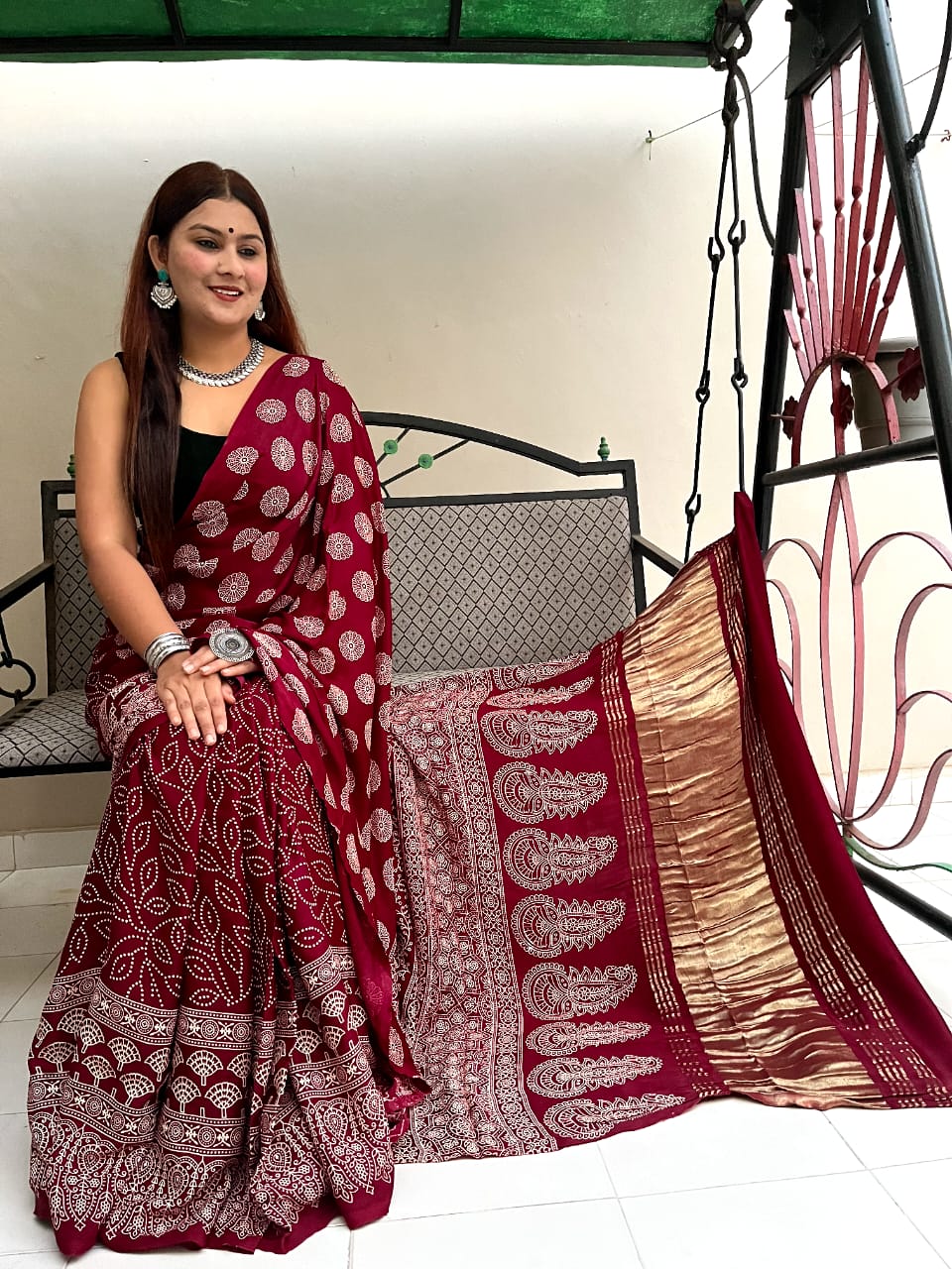 Designer Modal Silk Sarees With Ajrakh Design | siri designers